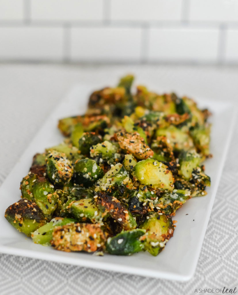 Air Fryer Crispy Everything Bagel & Parmesan Seasoned Brussel Sprouts